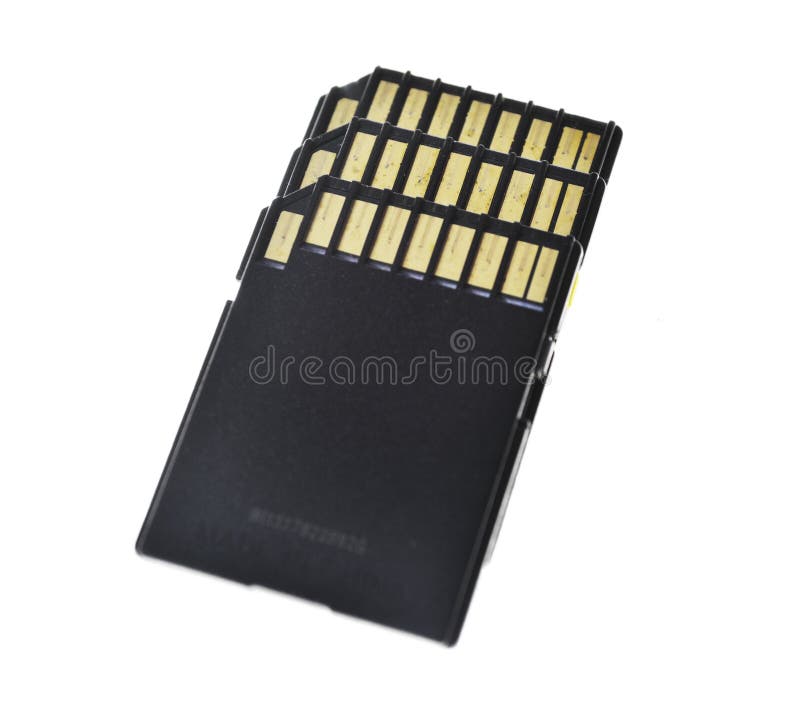 Black Memory SD. Card, Isolated on White. Stock Photo - Image of ...