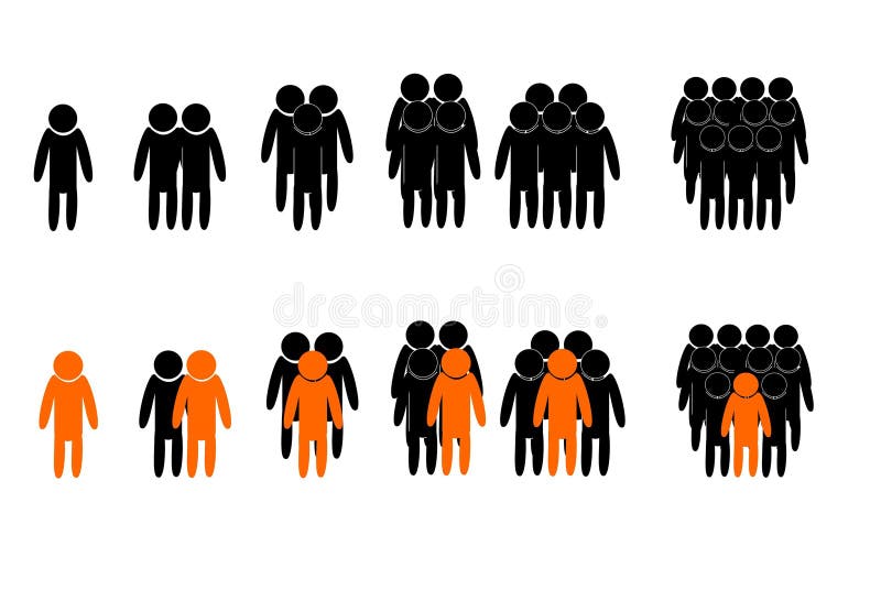 Groups of Black and Orange Stylized Men - Figures Stock Vector ...