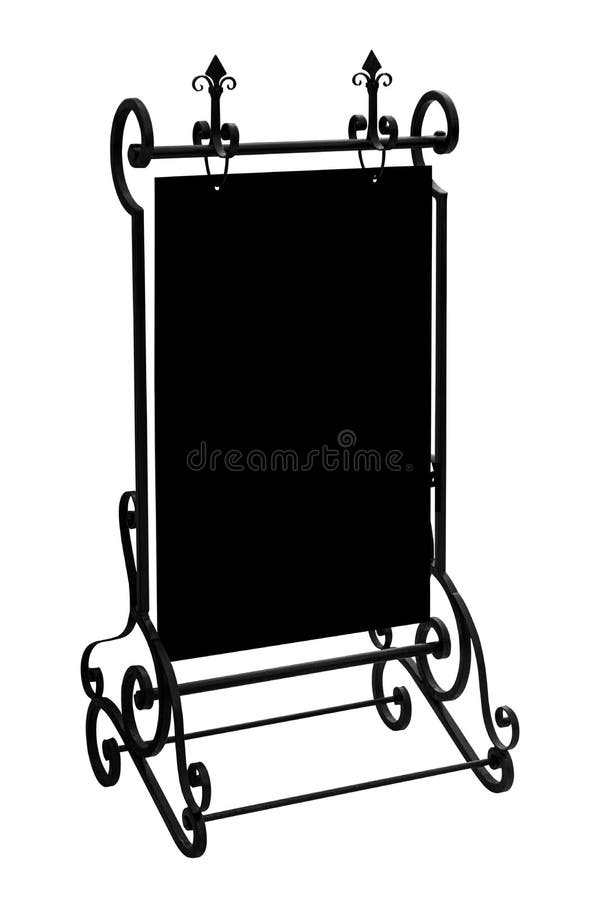 Black Menu Board On Vintage Steel Frame Isolated On White Backgrounds ...