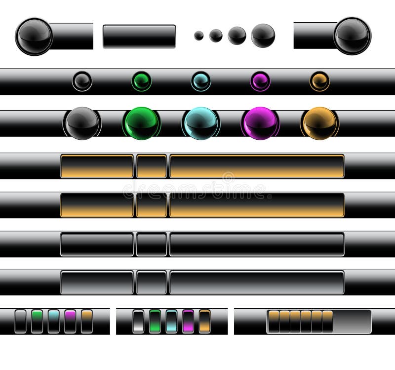 Black Menu Buttons Navigation Template Stock Vector - Illustration of ...