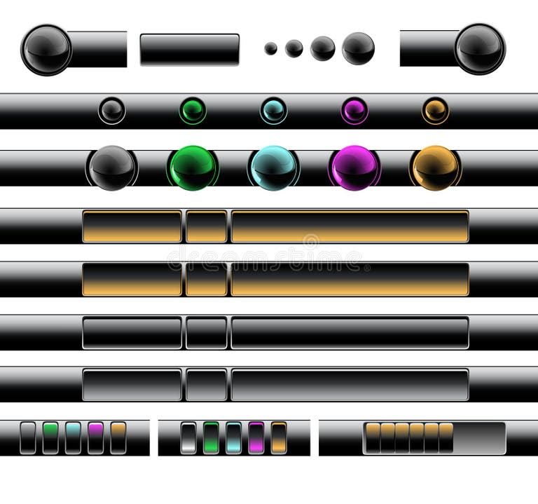 Black Menu Buttons Navigation Template Stock Vector - Illustration of ...