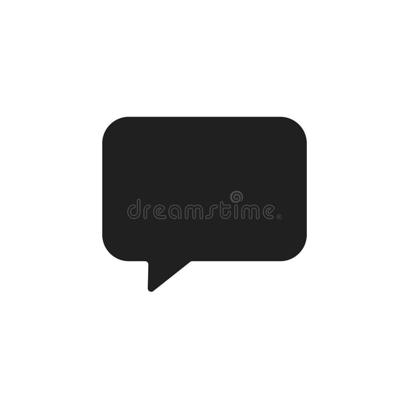 Black Message Bubble Icon on White Background. Stock Vector ...