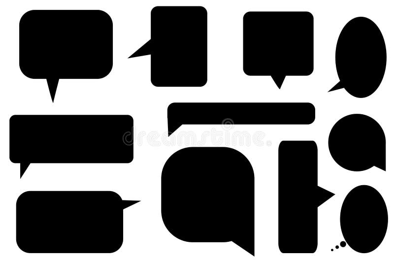 Black Message Icons. Web Banner. Black Text Isolated. Message Bubble ...