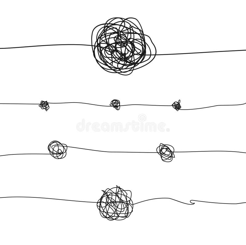 Black Messy Clew Connected Lines Set. Vector Stock Illustration ...
