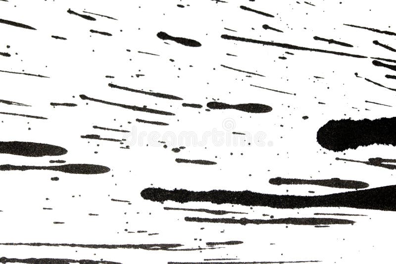 Black Messy Creative Ink Splatters Drips and Inkblot Close Up on White ...