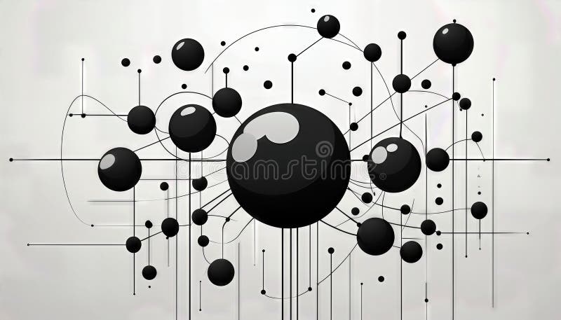 Black Metaball Pattern on White Backdrop Abstract Art of Connected Dots ...