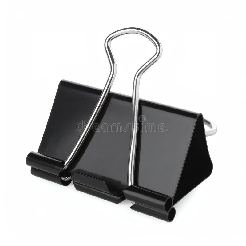 Black Metal Binder Clip, Office Supply, Stationery Stock Illustration ...