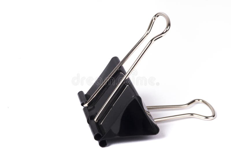 Black Metal Binder Clips on White Background Stock Image - Image of ...