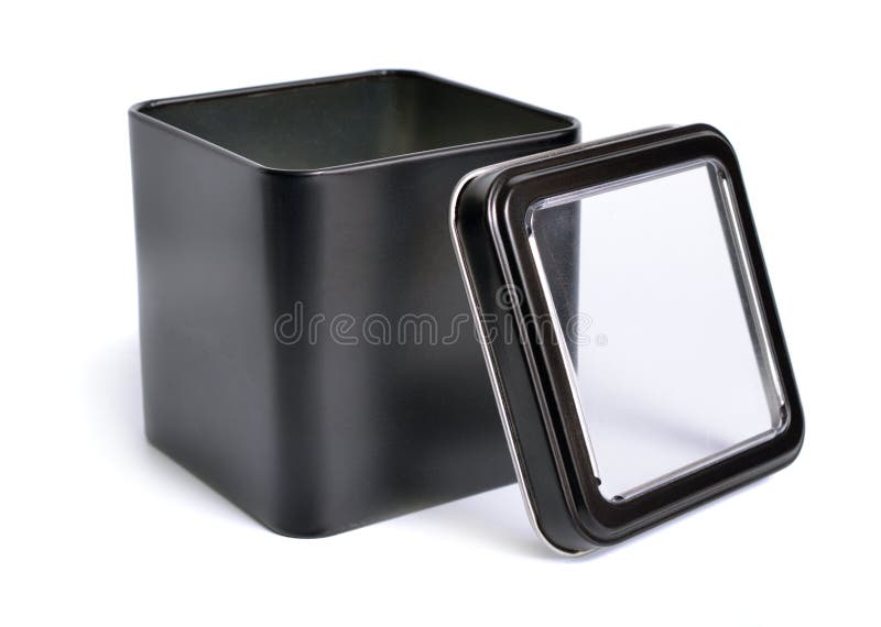 Black Metal Box with a Transparent Lid Isolated on White Stock Image ...