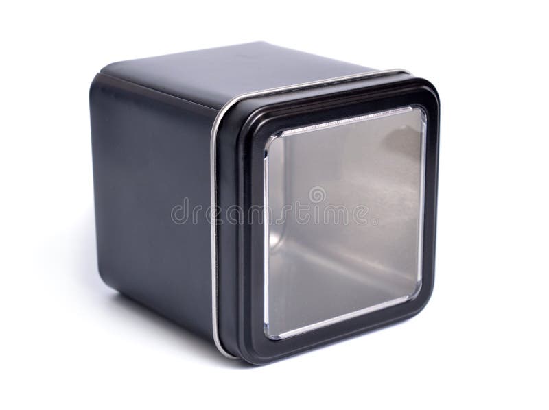Black Metal Box with a Transparent Lid Isolated on White Stock Photo ...