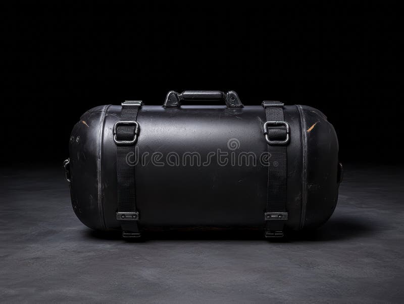 A Black Metal Container with Straps Sits in a Dark Environment. Stock ...