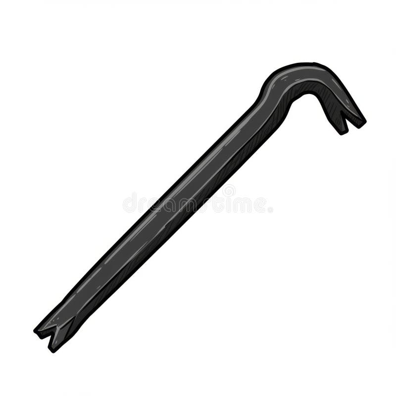 Black Metal Crowbar Illustration on White Background Stock Illustration ...