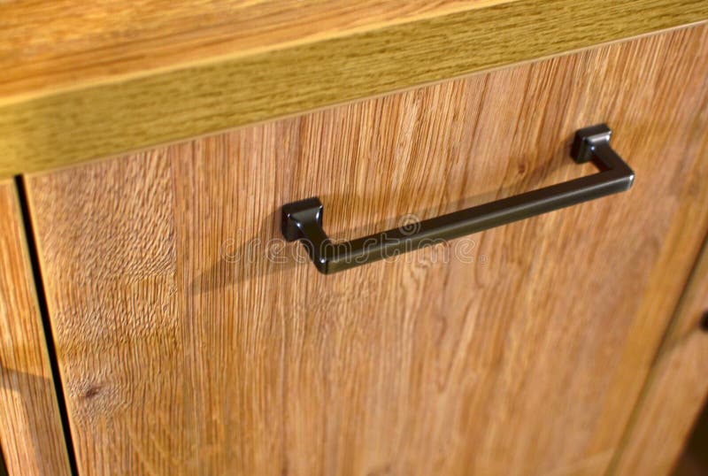 Black Metal Designer Handle on the Door Stock Image - Image of home ...