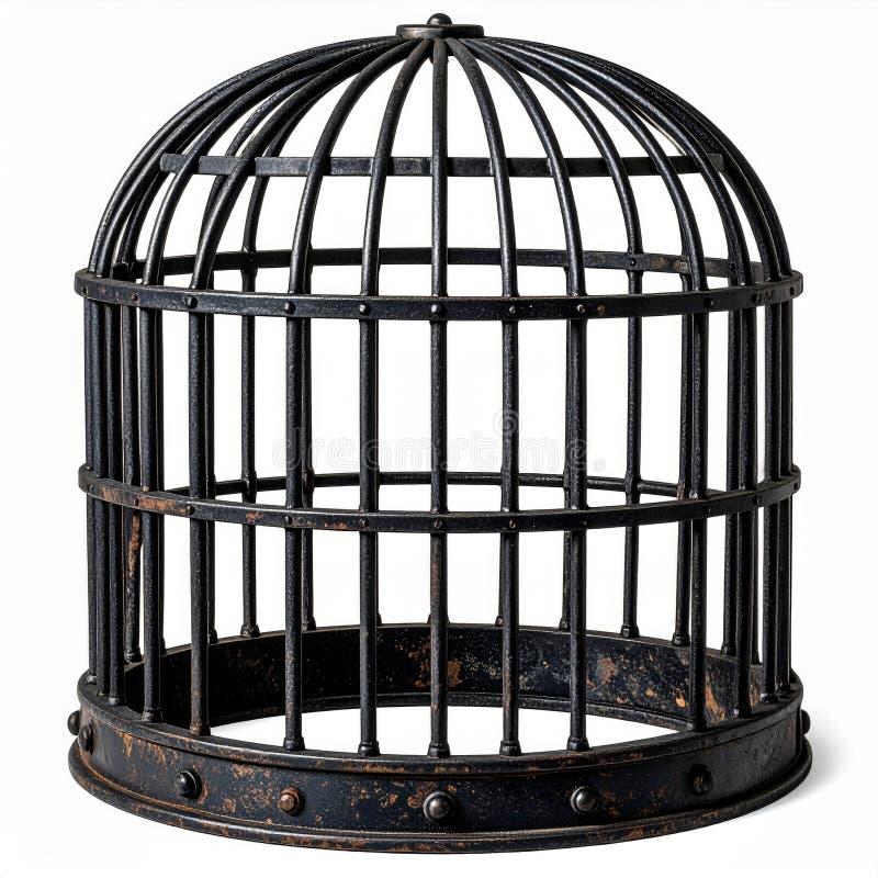 Black Metal Dome Cage on White Background Stock Illustration ...