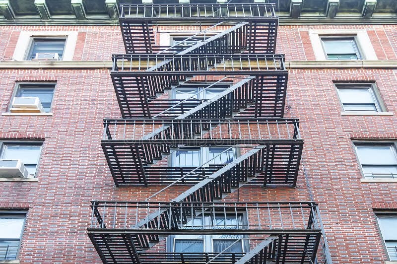 Black Metal Fire Escape in Brooklyn Stock Photo - Image of window, fire ...