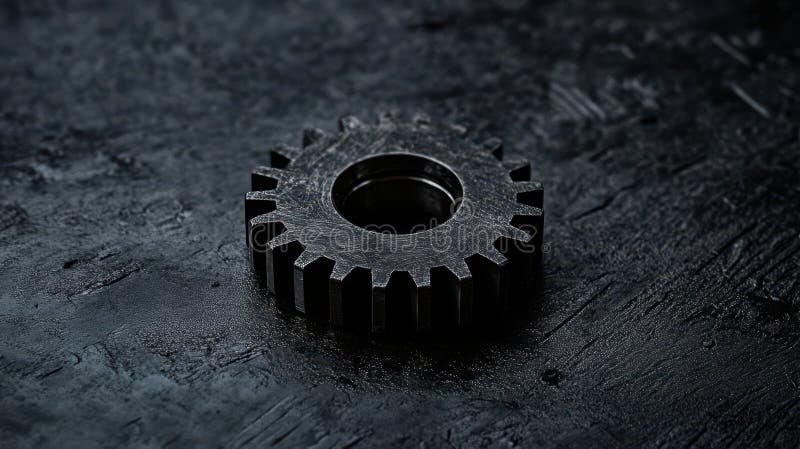 A Black Metal Gear on a Black Surface Stock Illustration - Illustration ...