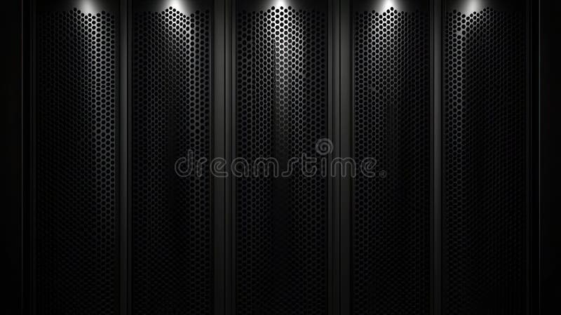 Black Metal Perforated Panel with Spotlights Stock Image - Image of ...