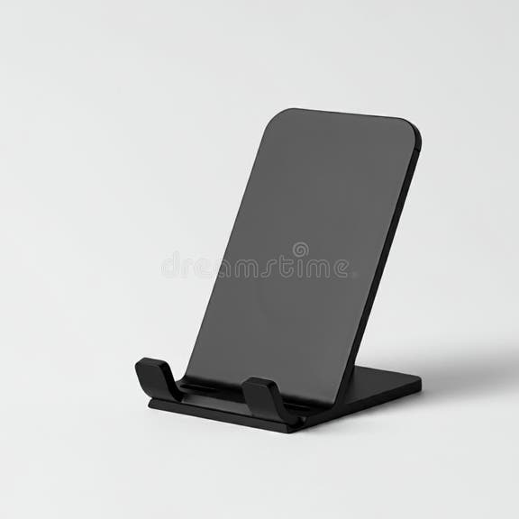 Black Metal Phone Stand with an Angled Backrest and Two Support Hooks ...