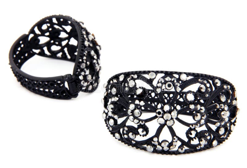 Black Metal Rhinestone Bracelet Front and Back Stock Photo - Image of ...