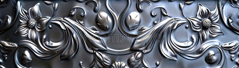 Black Metal Texture with Silver Floral Pattern Stock Illustration ...