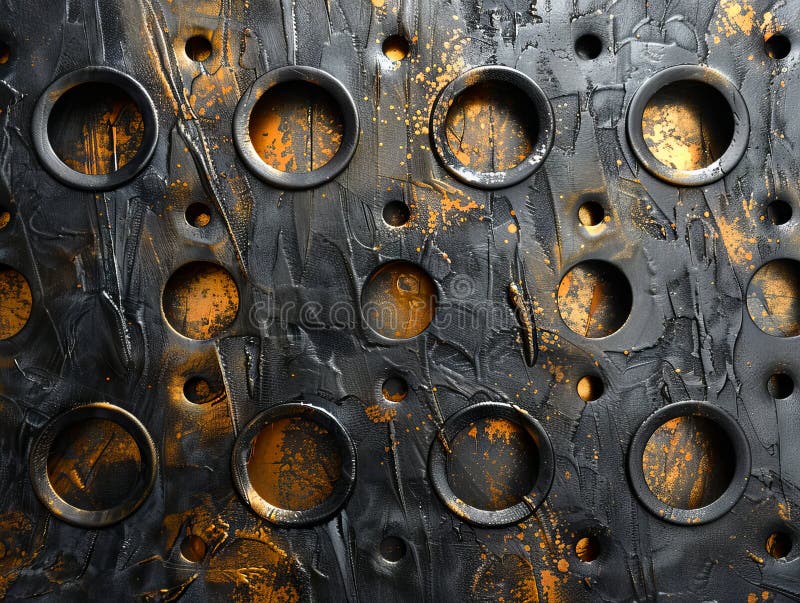 A Black Metal Wall with Holes and Rust Stock Image - Image of generated ...