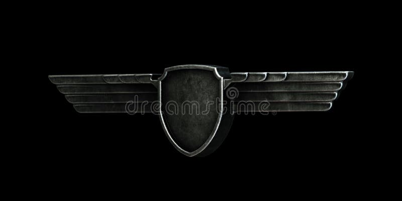 Black Metal Wings Isolated on Black Background Left View Stock ...