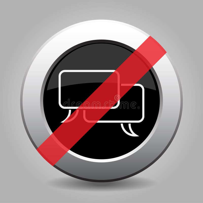 Black Metallic Ban Button - White Speech Bubbles Stock Vector ...