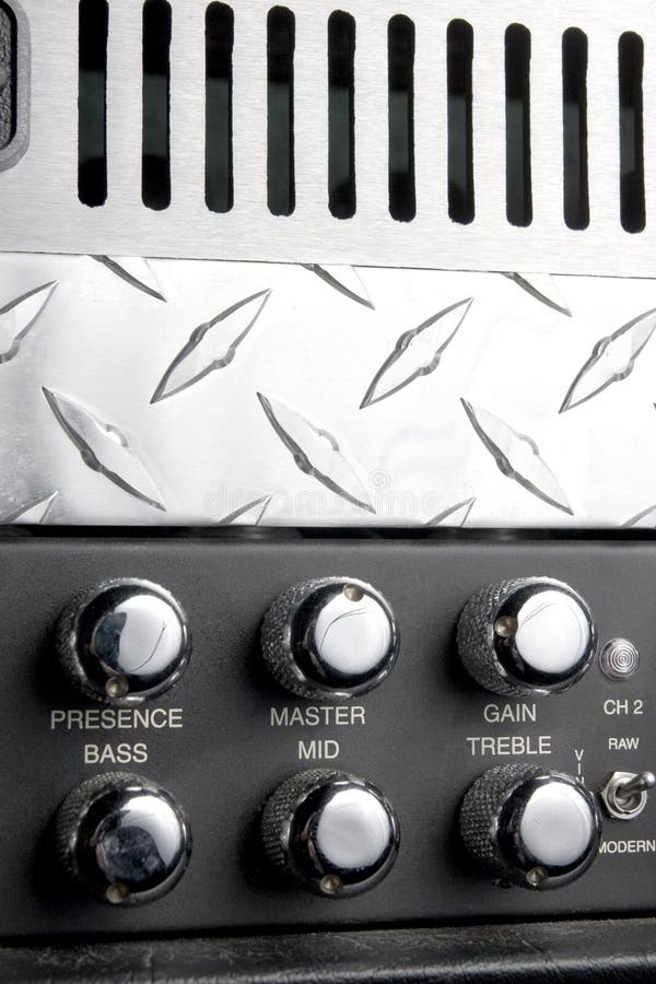 Black and Metallic Guitar Amplifier Panel Stock Image - Image of ...