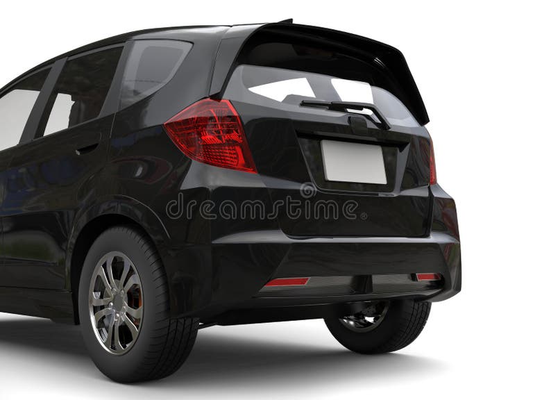 Black Metallic Modern Compact Car - Back View Stock Illustration ...