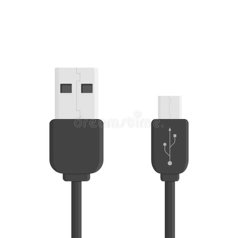 USB Cable and Mobile Cell Phone Plugs Set Realistic Vector Illustration ...