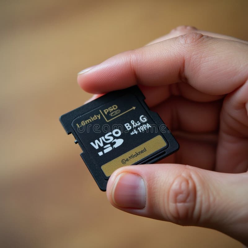 Close-up of a Black Micro SD Card Held by a Person. Compact Storage for ...