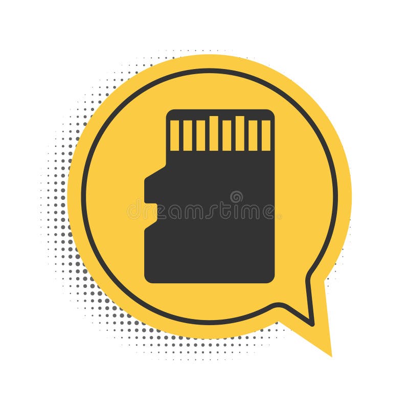 Black Micro SD Memory Card Icon Isolated on White Background. Yellow ...