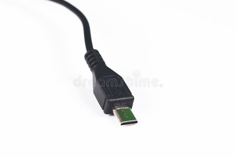 Black Micro USB Cable Isolated on White Background Stock Photo - Image ...
