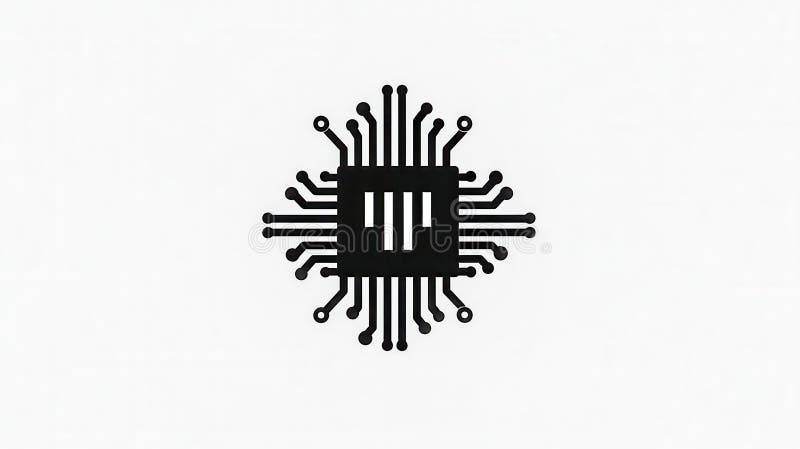 Microchip Icon Symbolizing Technology and Innovation on White ...