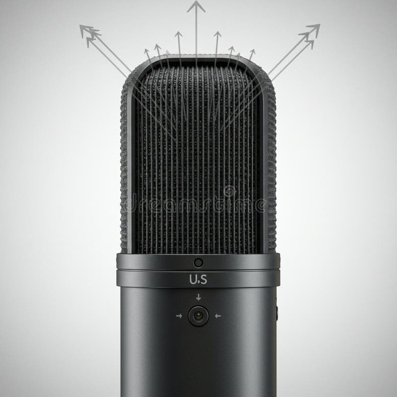 A Black Microphone with a Cylindrical Body and a Rounded, Mesh-covered ...