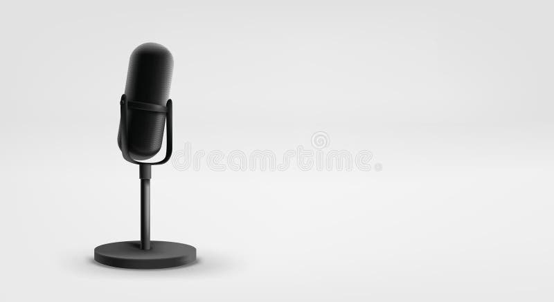 Black Microphone. 3d Vector Banner with Copy Space Stock Vector ...