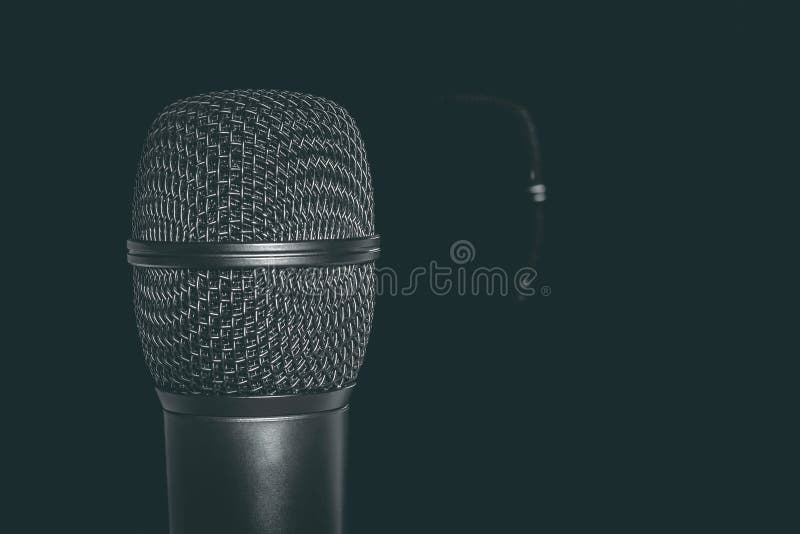 Black Microphone Head with Reflection Stock Photo - Image of speak ...