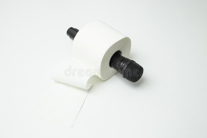 Black Microphone Inside a White Toilet Paper Roll Stock Photo - Image ...
