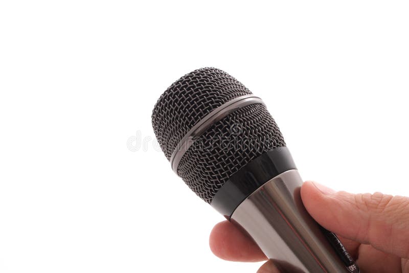 Black Microphone in the Man S Hand Stock Photo - Image of hand ...