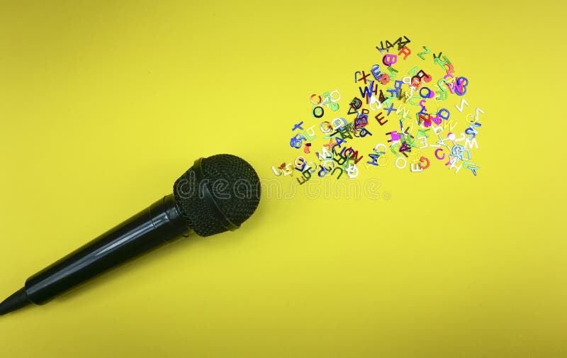 Microphone Spreading Colored Letters Stock Image - Image of dialog ...