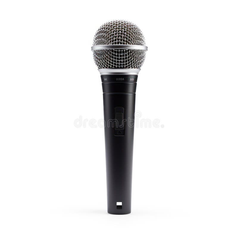Black Microphone with Silver Mesh Head on Isolated Background for Audio ...