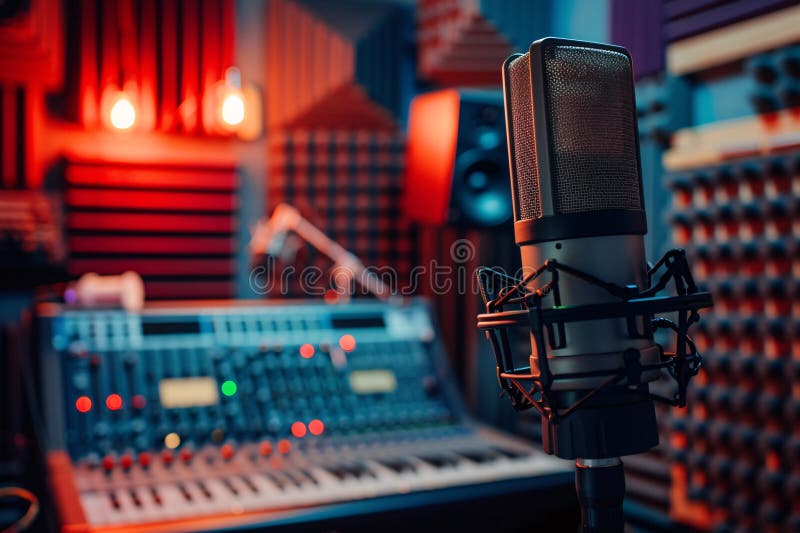 Black Microphone in Sound Recording Studio Stock Illustration ...