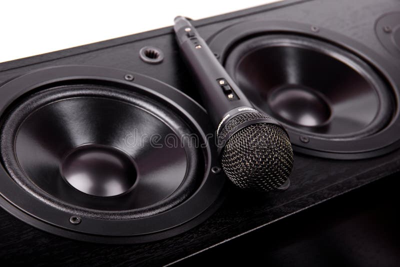Speakers and microphone stock image. Image of cord, acoustics - 2189133