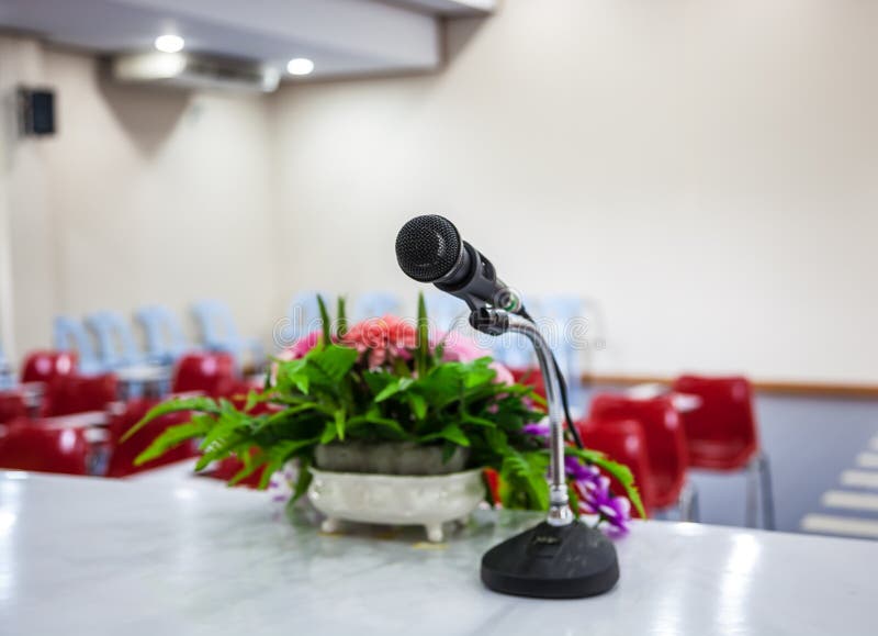 Black microphone stock photo. Image of participants, auditorium - 52047970