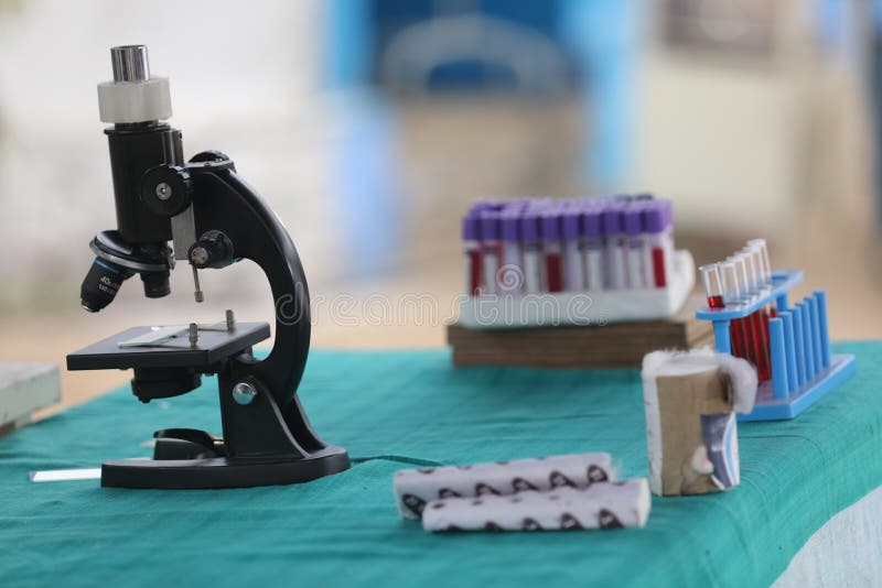 Black Microscope at Science Lab Stock Photo - Image of color, india ...