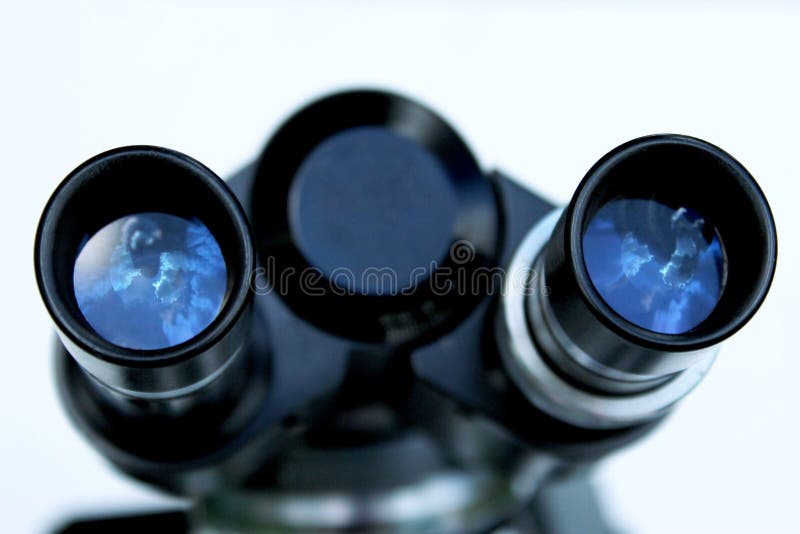 Black Microscope on a White Background, Horizontal View, Cropped Shot ...