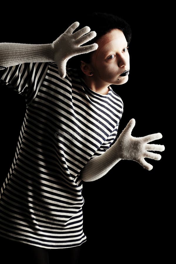 Black mime stock image. Image of makeup, striped, gloves - 11000587
