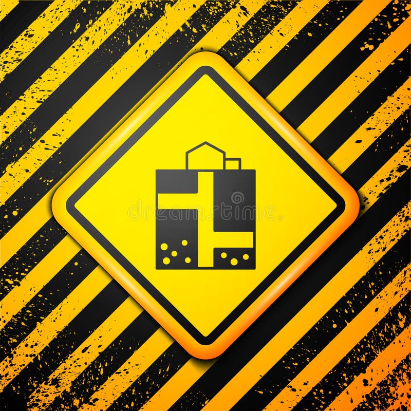 Black Mine Entrance Icon Isolated on Yellow Background. Warning Sign ...