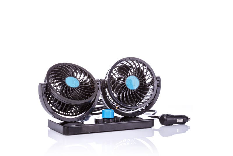 Black Mini Fan Use in the Car. Studio Shot Isolated on White Stock ...