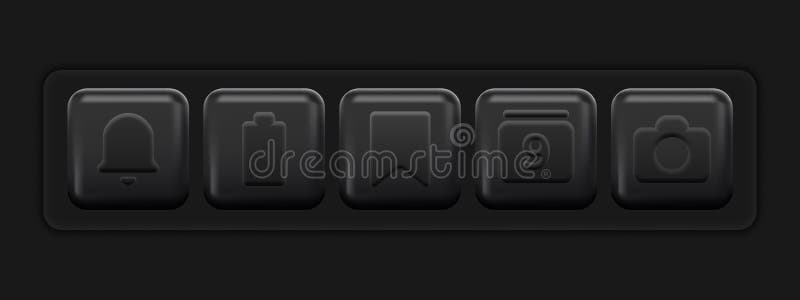 Black Mini Set of 3d Icons stock vector. Illustration of profile ...